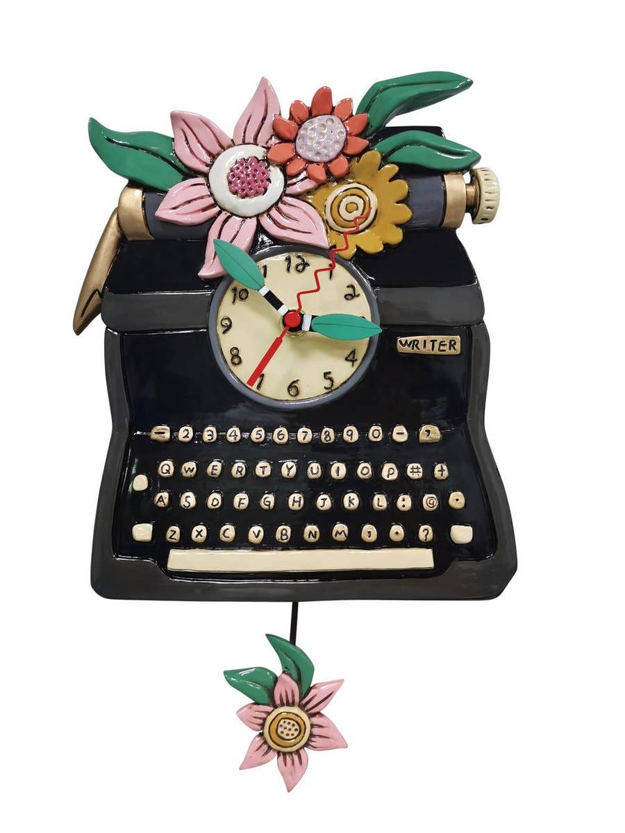 "Black Vintage Writer" Clock | Unique Hand-Painted Clock With Pendulum ...