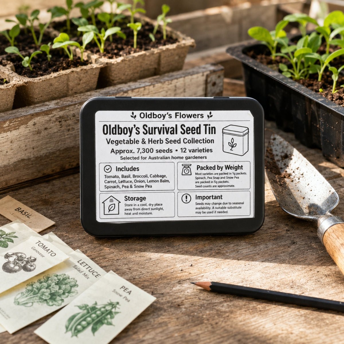 Oldboy’s Survival Seed Tin – Vegetable & Herb Growing Kit – Oldboy's ...